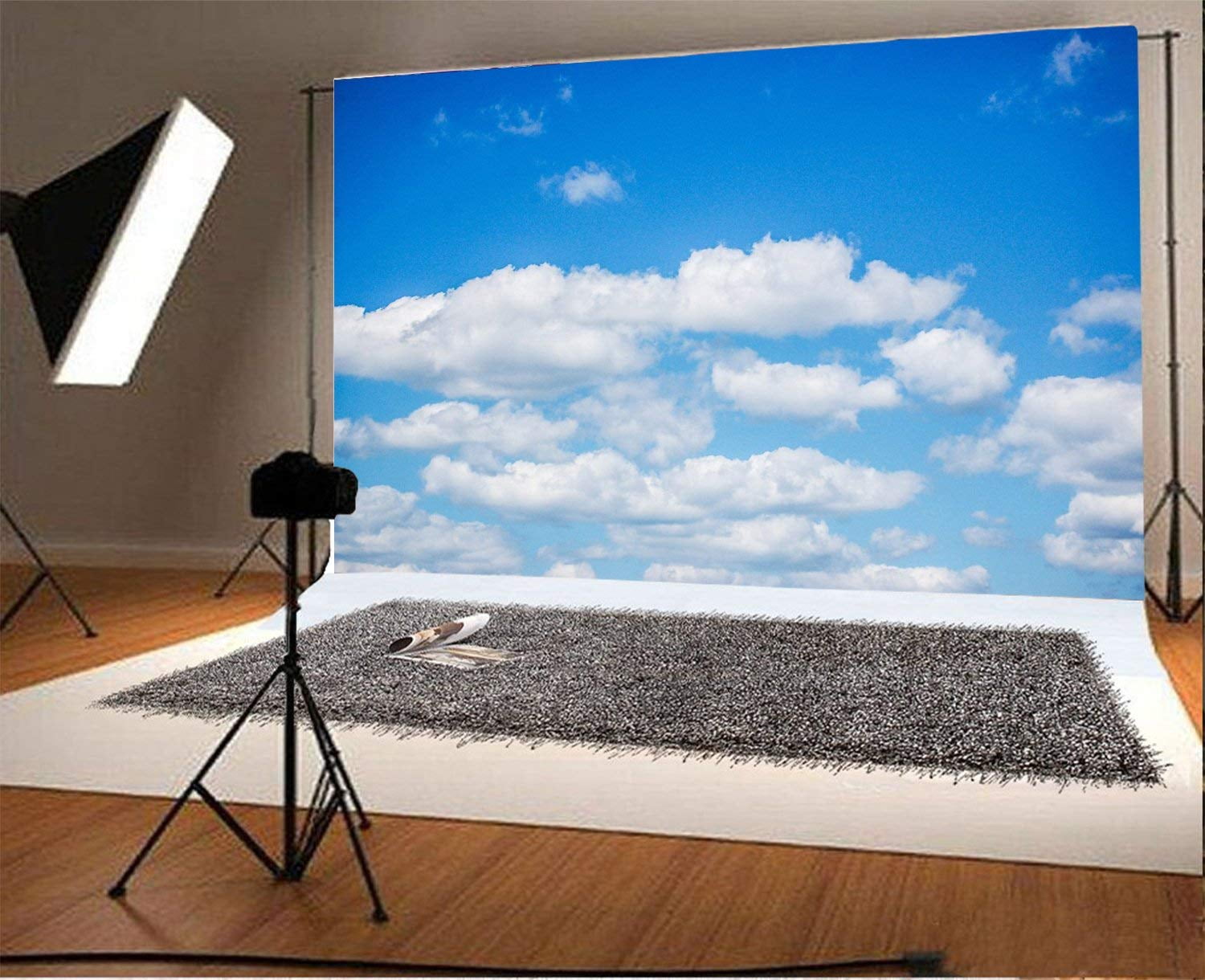 ABPHOTO Polyester 7x5ft Photography Backdrop Blue Sky White Cloud ...