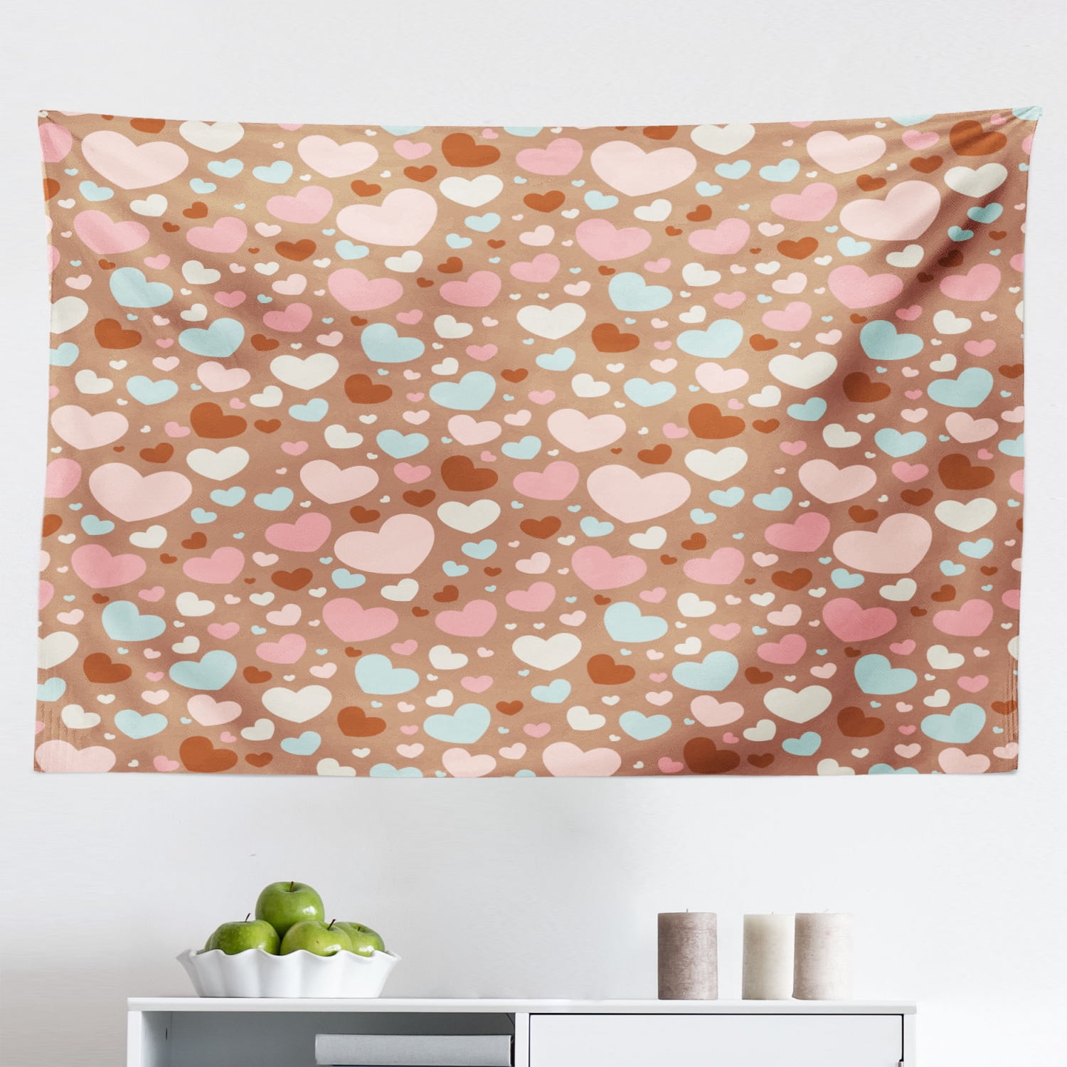 Love Tapestry, Hearts for Valentine Checked Pattern Square Geometric ...