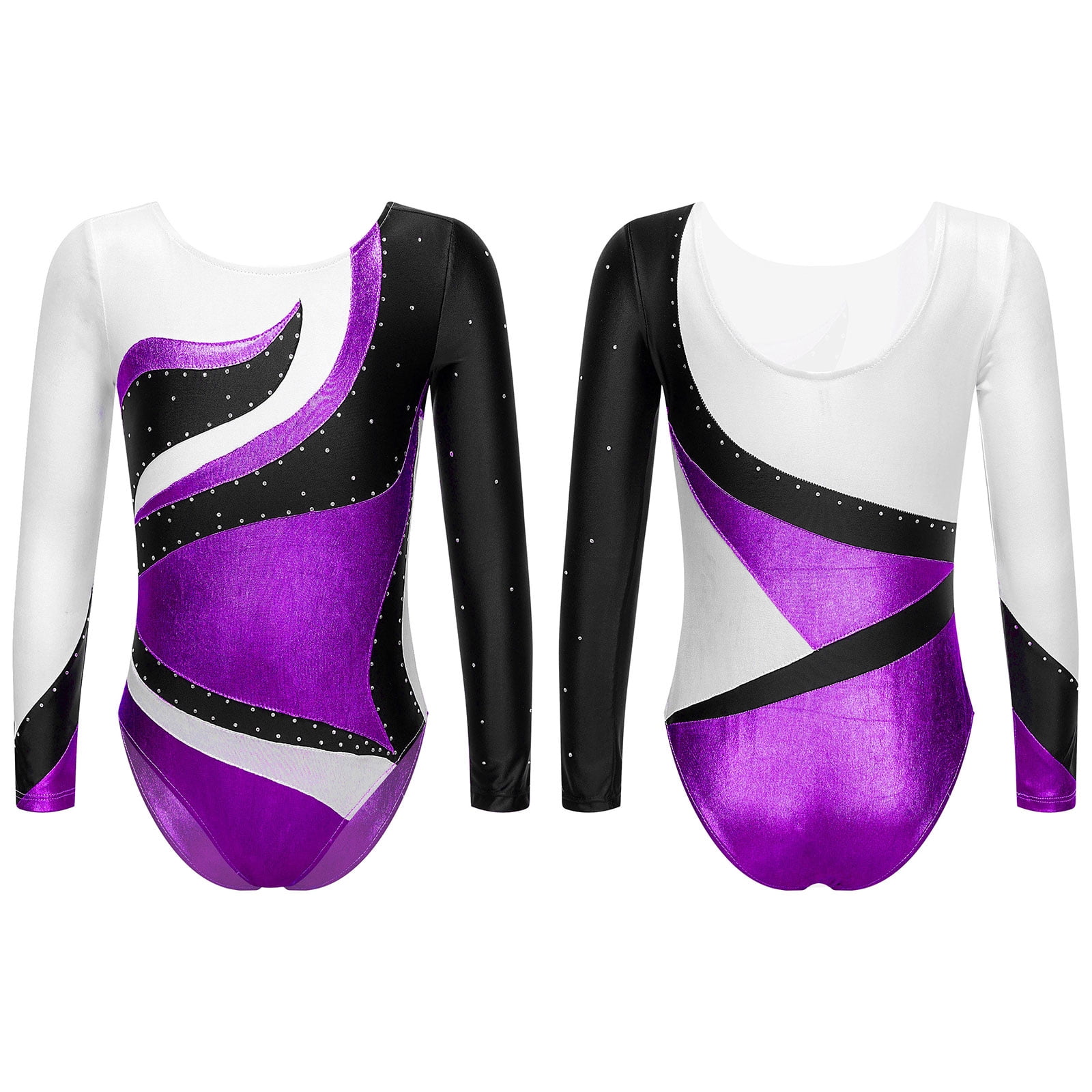 DPOIS Girls Long Sleeve Gymnastics Leotard Dance Biketards Unitard ...
