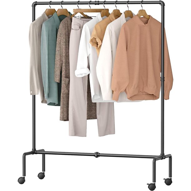 GUAIPOU Industrial Pipe Clothing Rack Free Standing, Heavy Duty ...