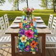 Colorful Flowers Burlap Cotton Table Runner 13x70 Inches Long, Spring ...