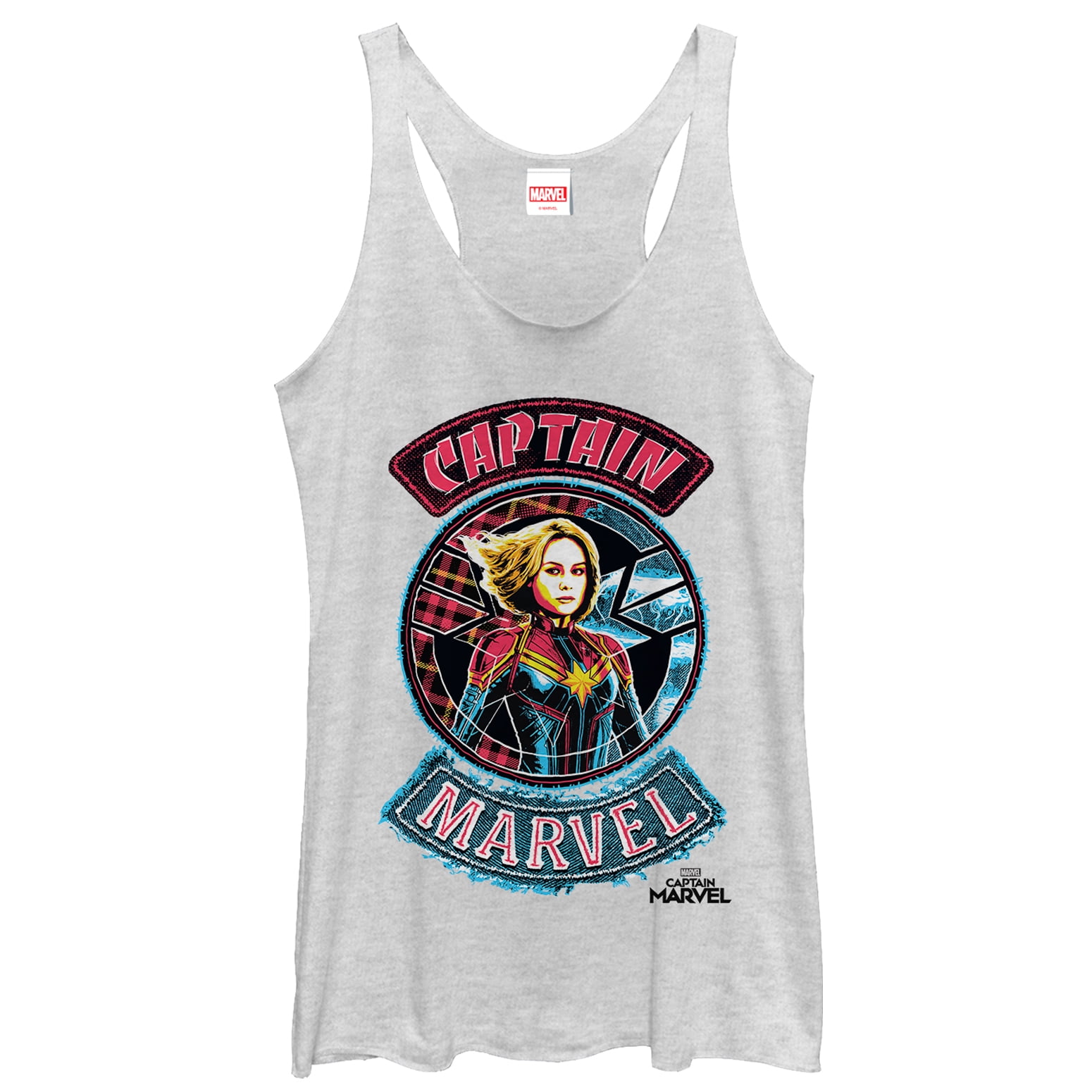 Women's Marvel Captain Marvel Hero Patch Racerback Tank Top White ...