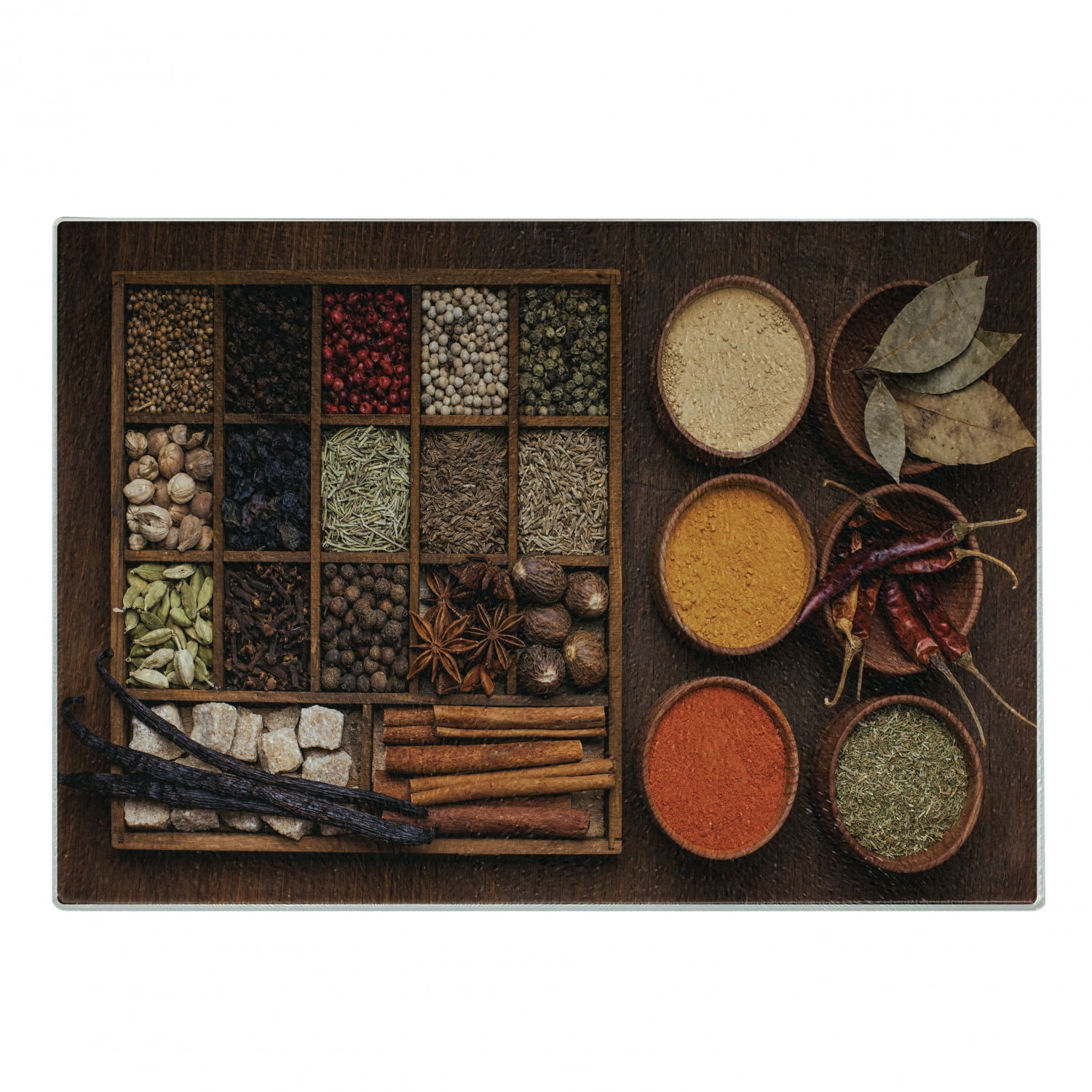 Spice Cutting Board, Peppers Cardamom Chili Cinnamon Cloves Garlic ...