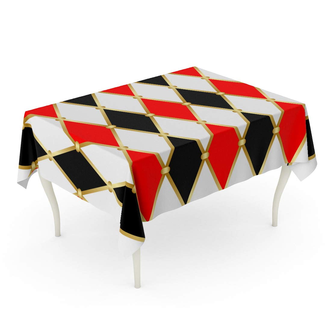 SIDONKU Circus Harlequin Patterns Golden Grid Red White and Black ...
