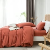 ZOVAN Duvet Cover Set 100% Washed Cotton Super Soft Breathable Durable ...