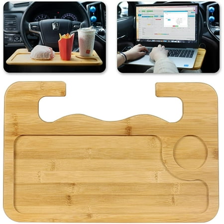 Bamboo Steering Wheel Tray, Car Steering Wheel Desk Food Trays for ...