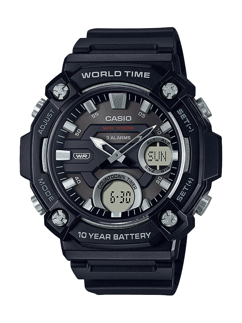 Casio Men's Heavy Duty Analog-Digital World Time Watch AEQ120-1AV ...