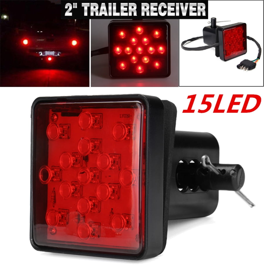 Red 15 LED Brake Tail Light Tow Hitch Cover Lamp For Truck Trailer 2 ...