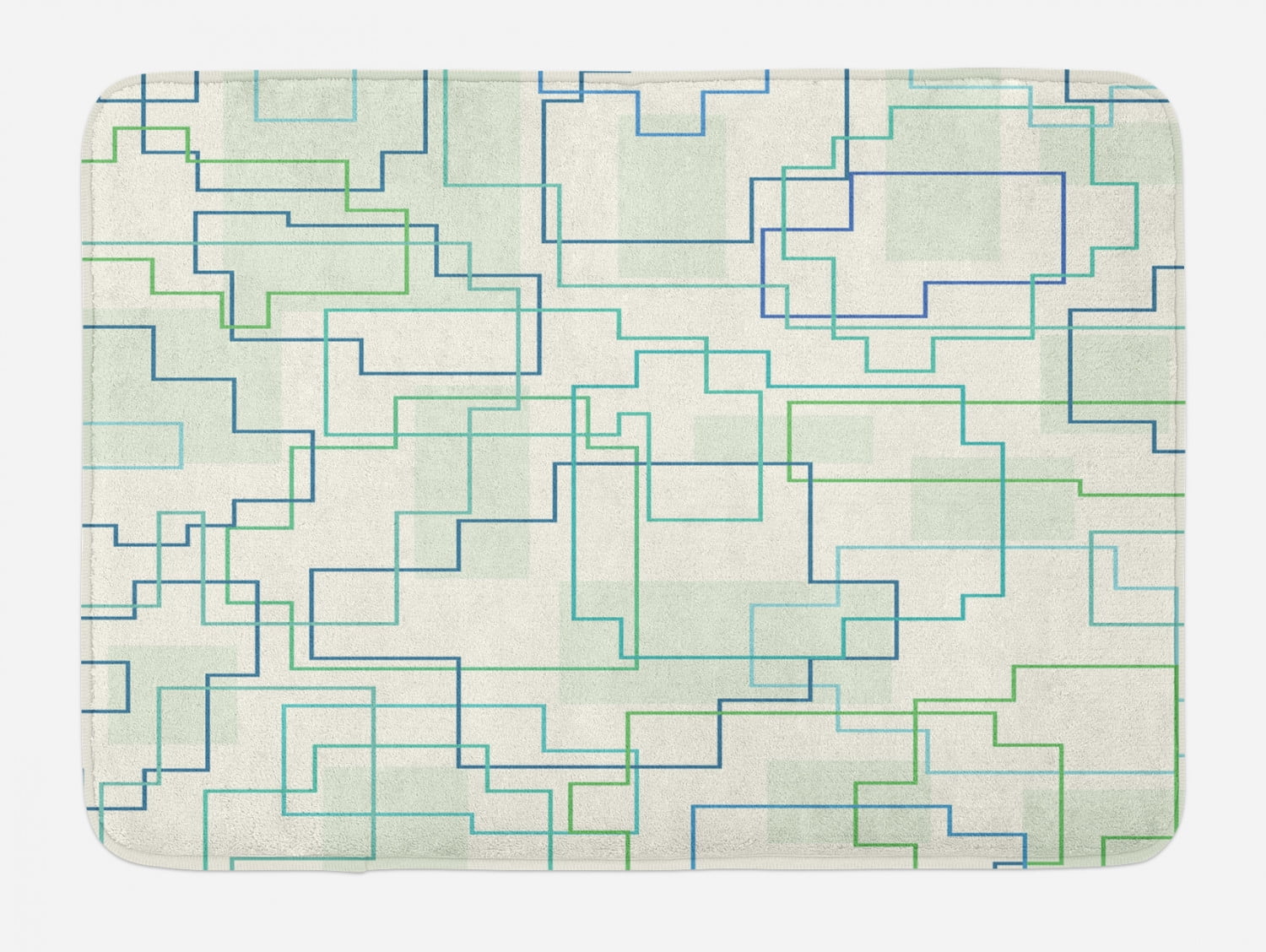 Geometric Bath Mat, Futuristic Design Like a Subway Line with All ...