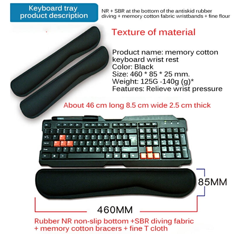 Buy Lemonbest Black Keyboard Tray Memory Foam Natural Rubber Bottom ...