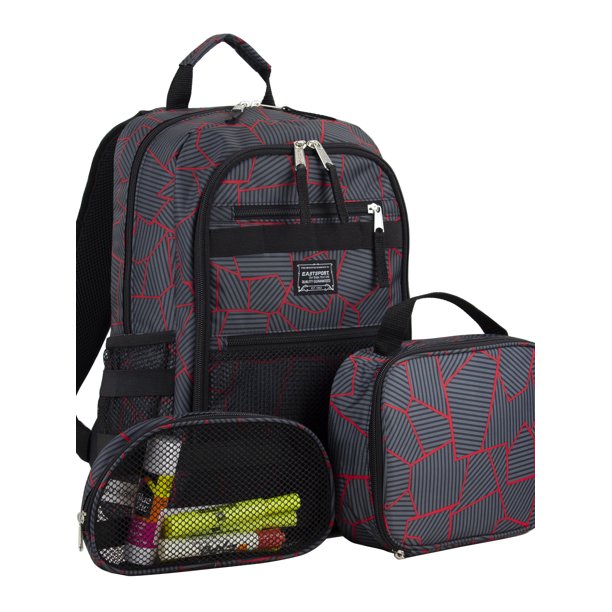Eastsport Unisex 3-Piece Combo Backpack with Lunch Box and Pouch, Gray ...