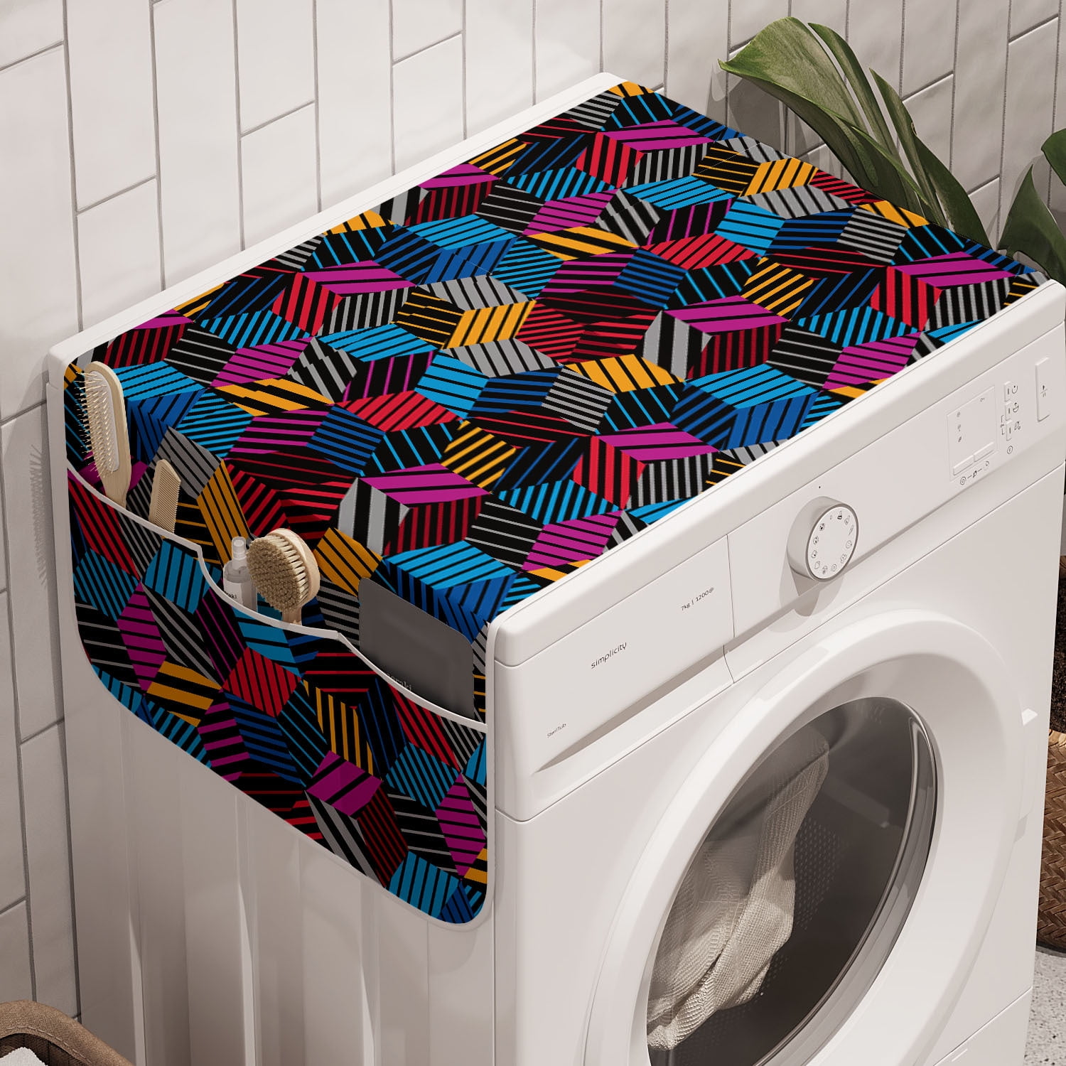 Geometric Washing Machine Organizer, Stripped 3 Dimensional Cube ...