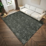Safari Black and Grey Leopard Animal Print 9' x 12' Non-Skid Area Rug ...