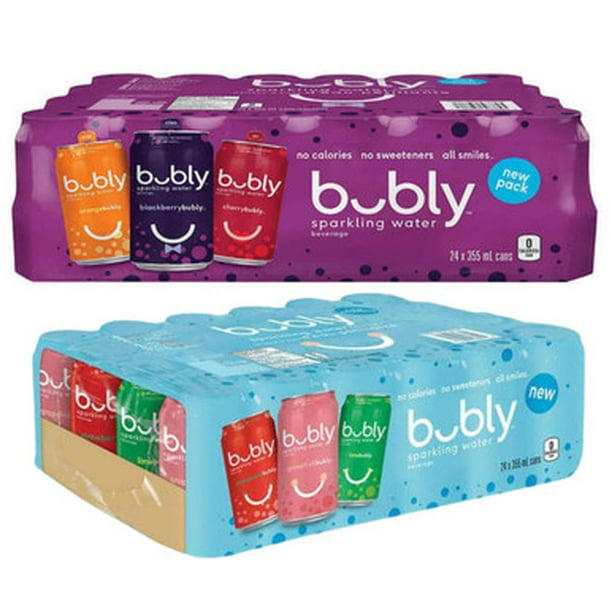 Bubly Sparkling Water Beverage Variety Pack - 6 Flavors | 48 x 355ml ...