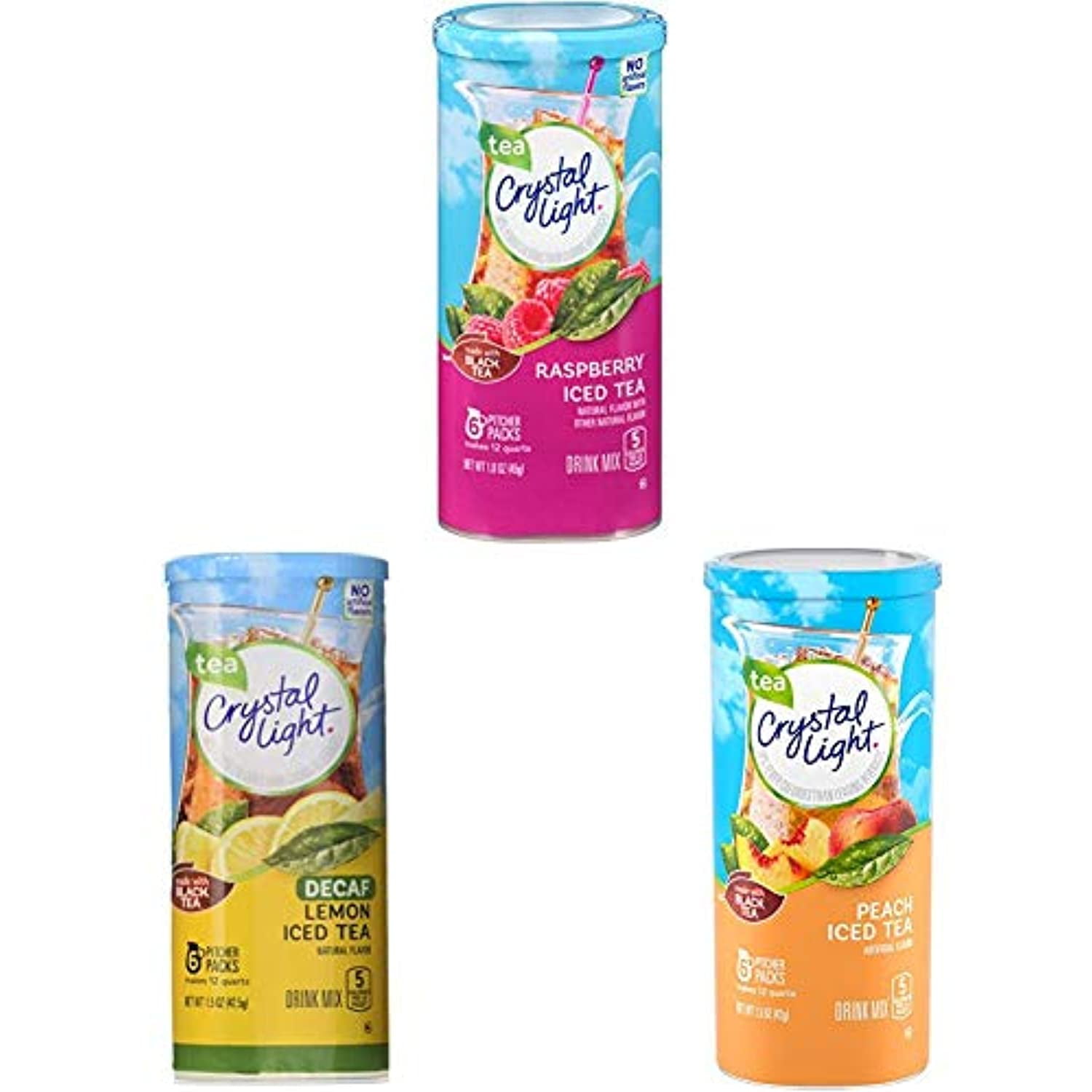 Crystal Light Raspberry Tea With Peach Tea & Lemon Decaf Iced Tea Drink ...