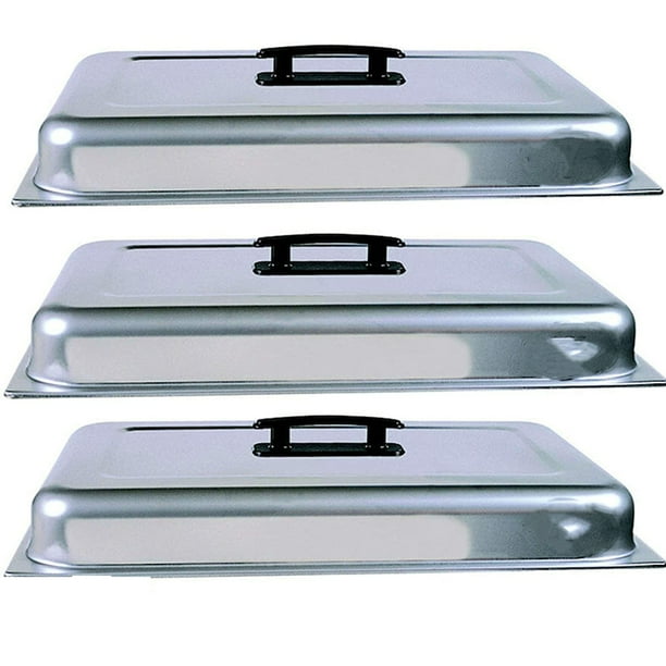 3 PACK - Full Size Solid Dome Stainless Steel Steam Table/Hotel Pan ...
