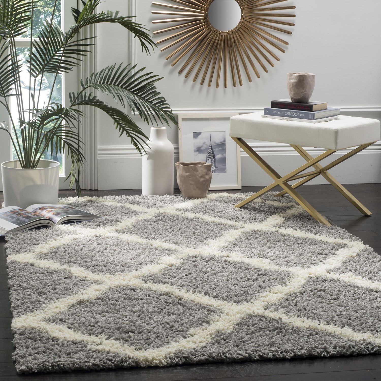 Click here for Safavieh Dallas Logan Geometric Shag Area Rug 3 Ft... prices