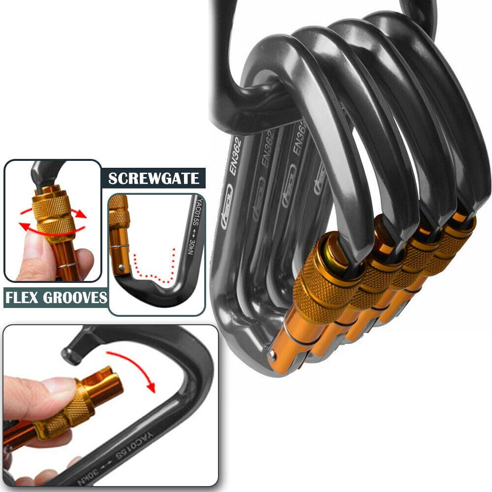 New D-Ring Hook for Climbing Caving 30KN Aluminum Alloy Screwgate ...