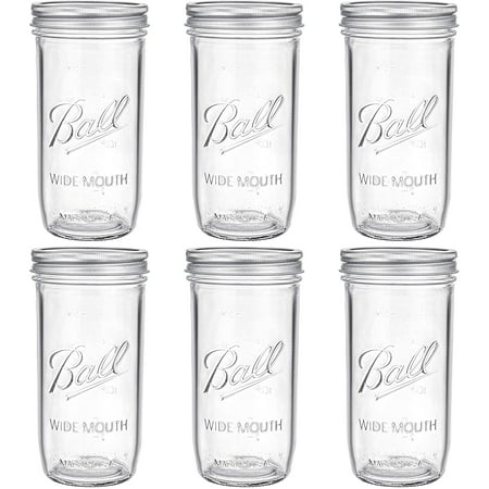 6 Pack 24oz Clear Glass Jar Ball Mason Jars, Canning Glass Jars with ...