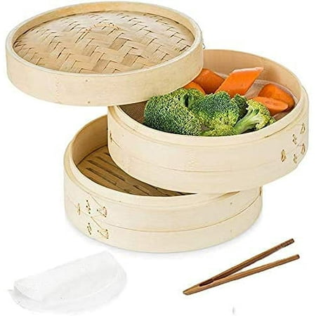 Home 11.8 Inch Asian Bamboo Steamer - Chinese Food Steamers, Classic ...