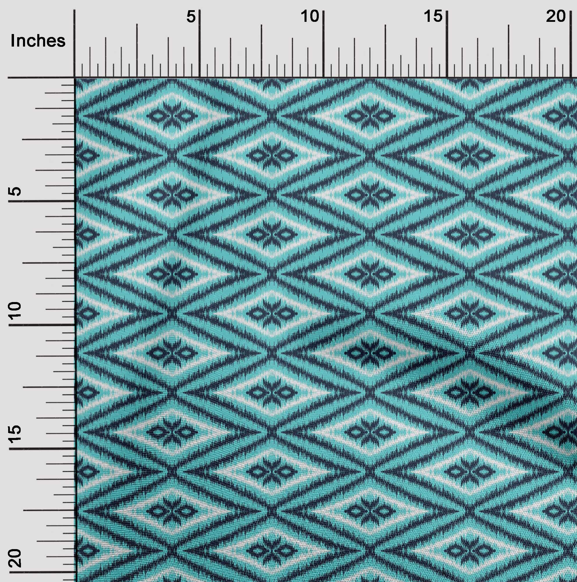 oneOone Organic Cotton Poplin Twill Fabric Geometric Ikat Print Fabric ...
