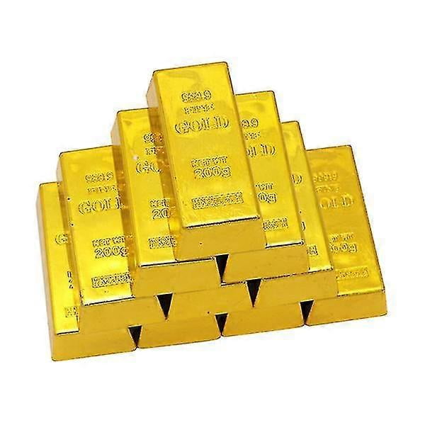10pcs Plastic Gold Bar Simulation Golden Brick Fortune Blessing Gold ...