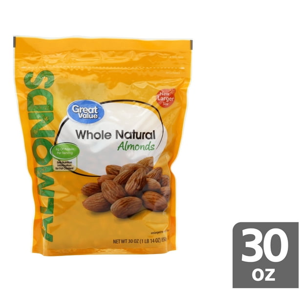 Great Value Natural Whole Almonds, 30 oz - Walmart.com - Walmart.com