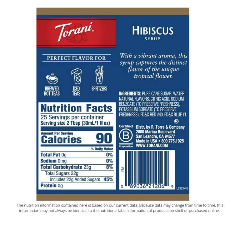 Torani Syrup, Hibiscus, 25.4 Ounce Bottle - Walmart.com