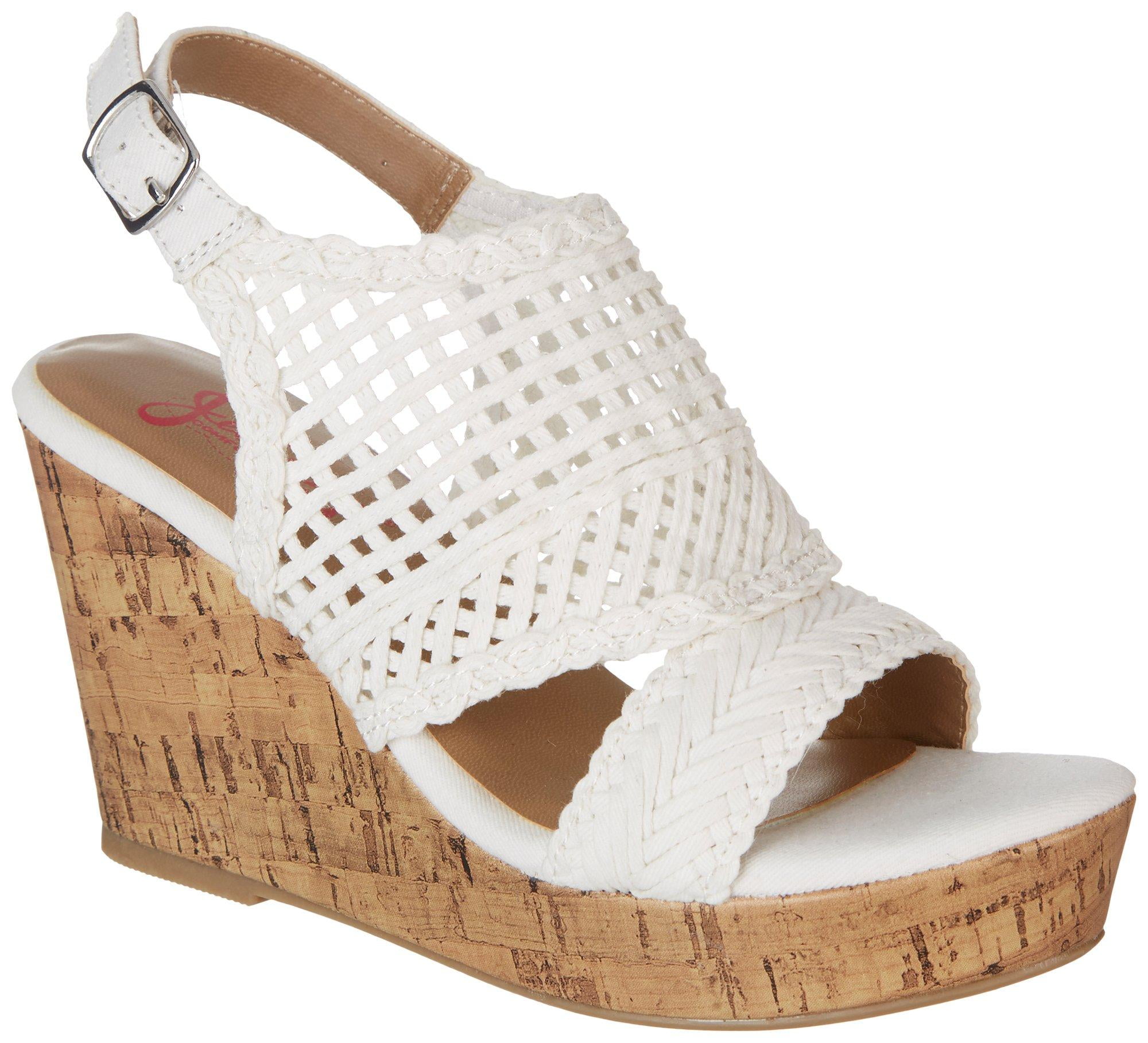 Jellypop Womens Hestia Wedge Sandals 8.5 White - Walmart.com