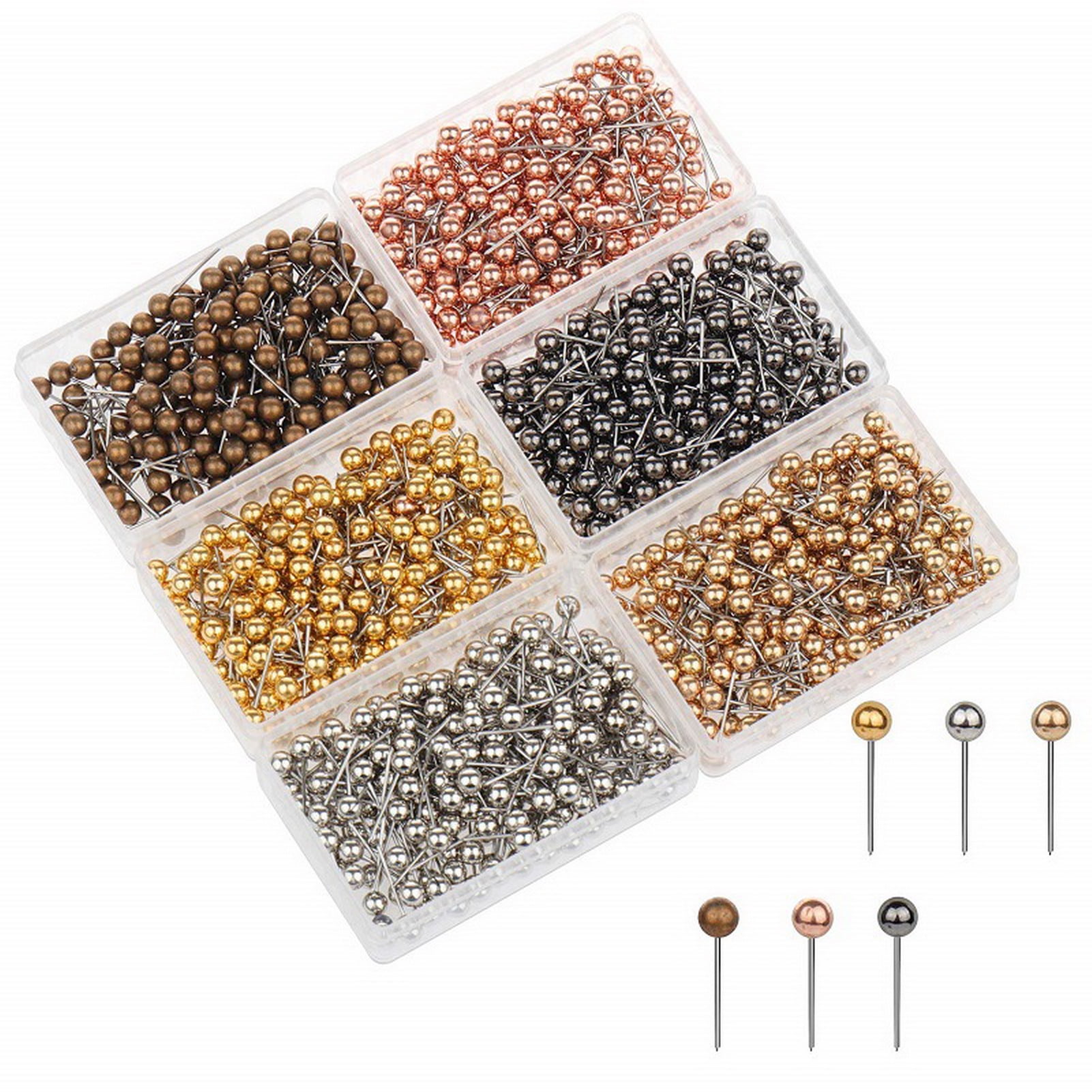 Honrane Metallic Color Push Pin Set: 480/500Pcs with Clear Plastic Box ...