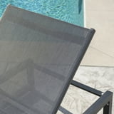 Nelson Outdoor Aluminum Framed Chaise Lounge with Grey Mesh Body, Set ...