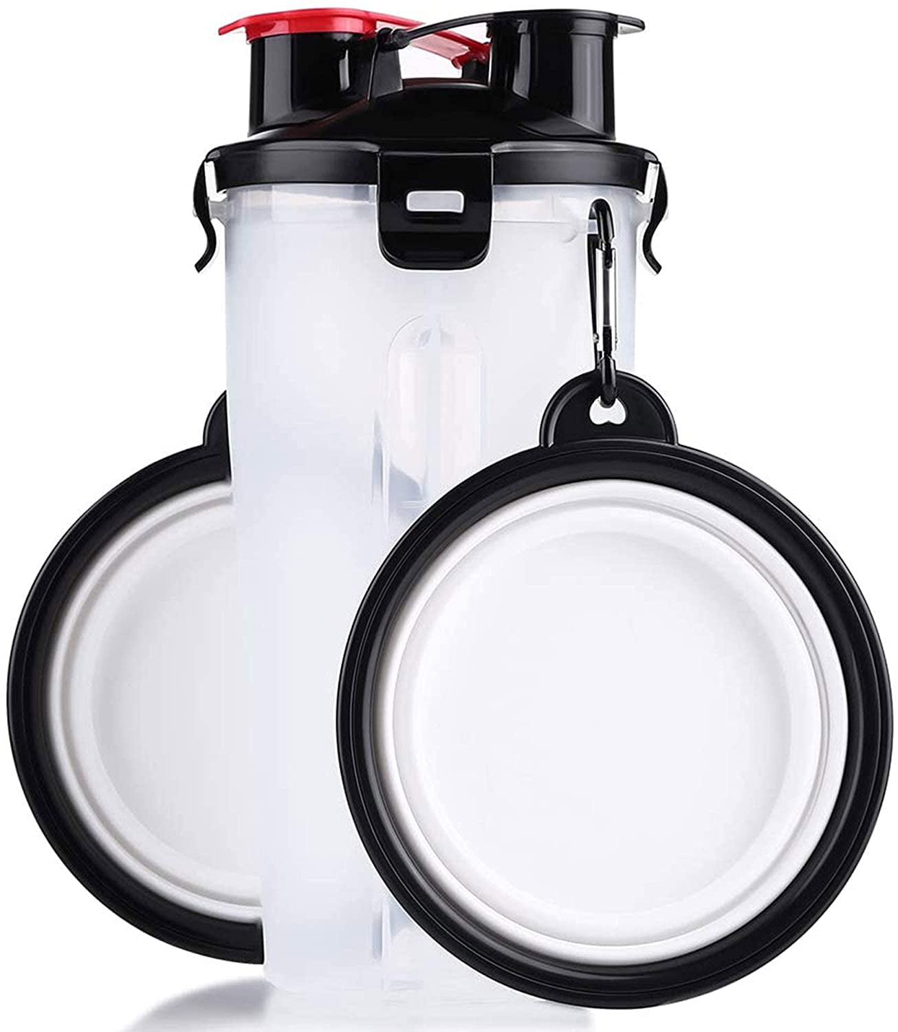 Dog Travel Water Bottle Bowl Collapsible Dog Bowls, 2 in 1 Pet Food ...