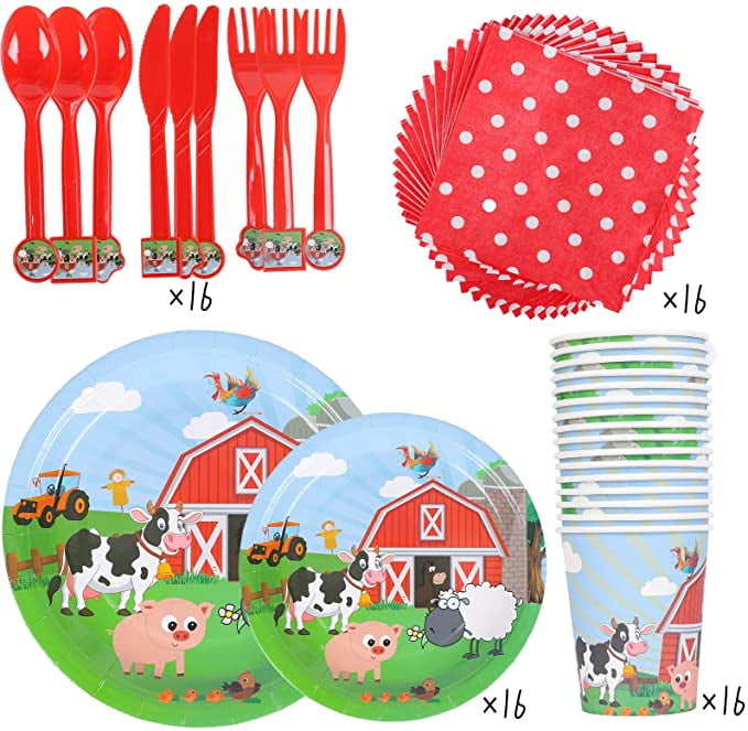 248 PCS Farm Animals Party Supplies Decorations Set- Barn Birthday ...