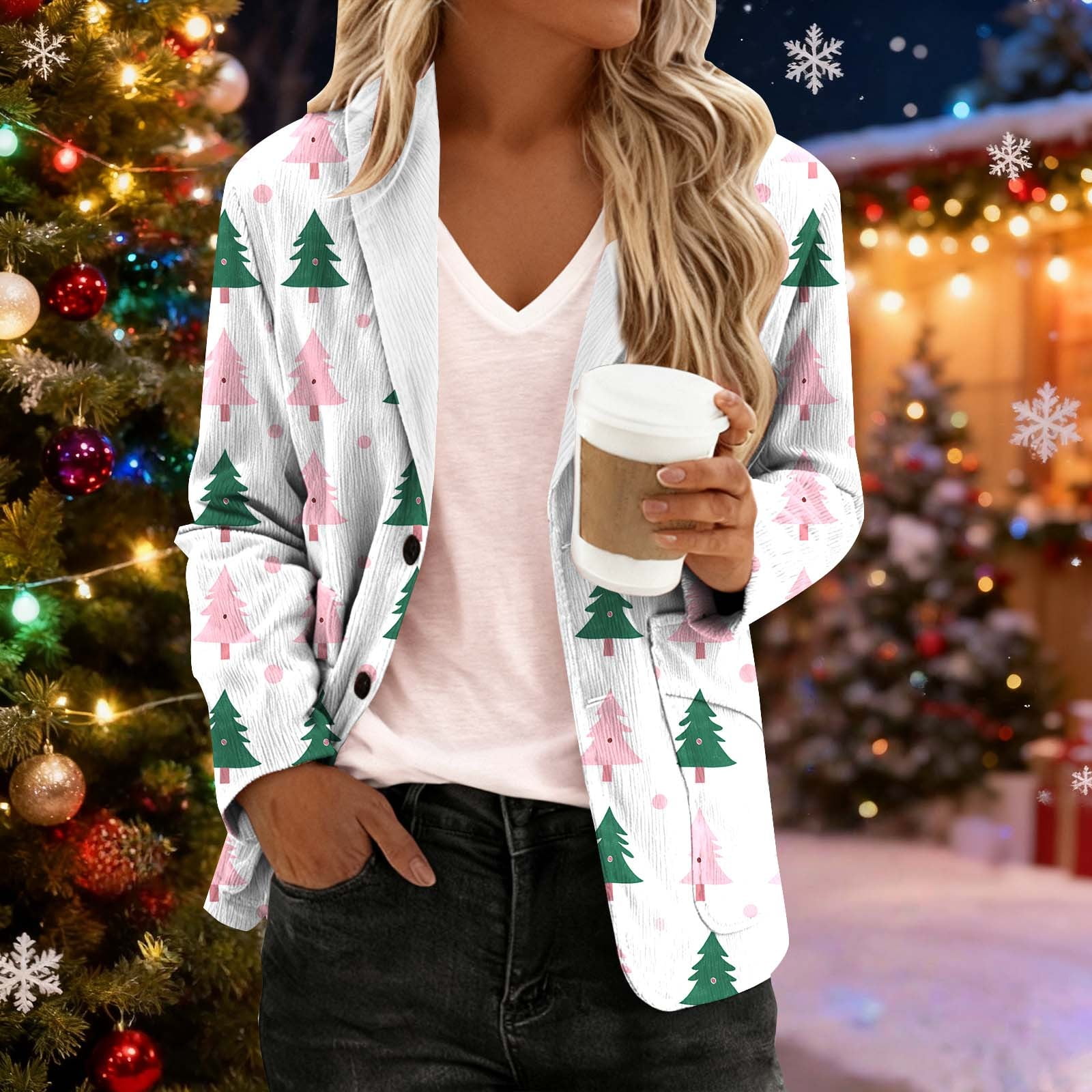 Click here for Dndif Womens Christmas Print Corduroy Blazer  All... prices