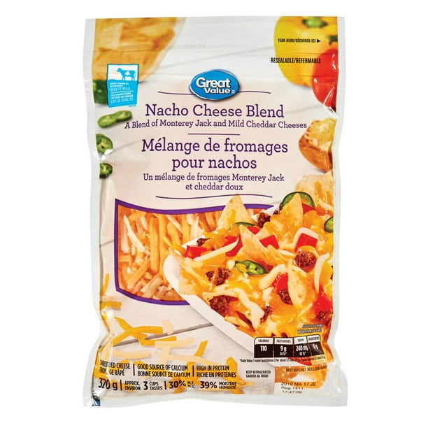Great Value Shredded Nacho Cheese Blend, 320 g - Walmart.ca