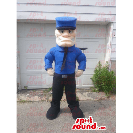 Human Character SPOTSOUND Mascot With Muscles Dressed In An Agent ...