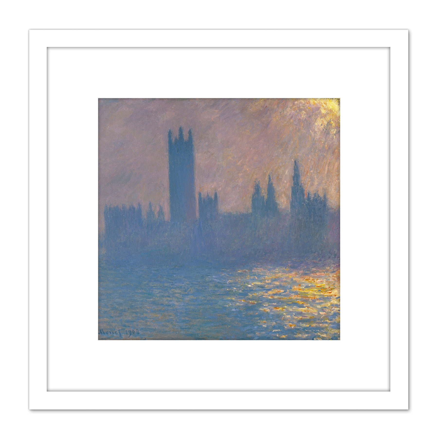 Claude Monet Houses Of Parliament Sunlight Effect 8X8 Inch Square ...