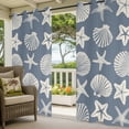 Blue Coastal Outdoor Curtains for Patio, Starfish Shell Ocean Nautical ...