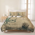 Twin Quilt Bedding Set Vintage World Map Ocean Octopus Breathable ...