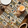 Animals Farmhouse Table Runner, Vintage Farm Country Star Brown Plaid ...