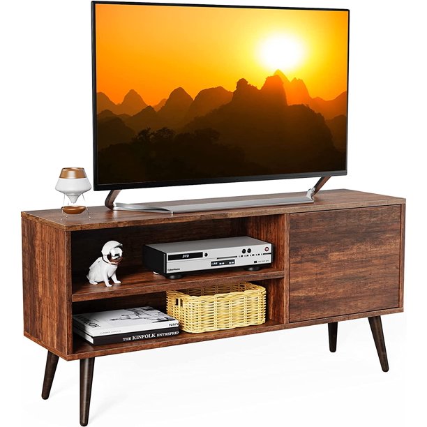 Mid-Century Retro Wood TV Stand TV Console Table with Adjustable ...