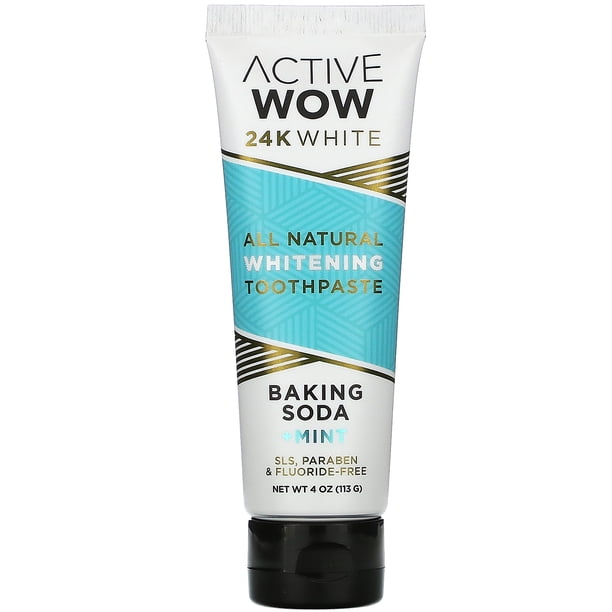 Active Wow, 24K White, All Natural Whitening Toothpaste, Baking Soda ...