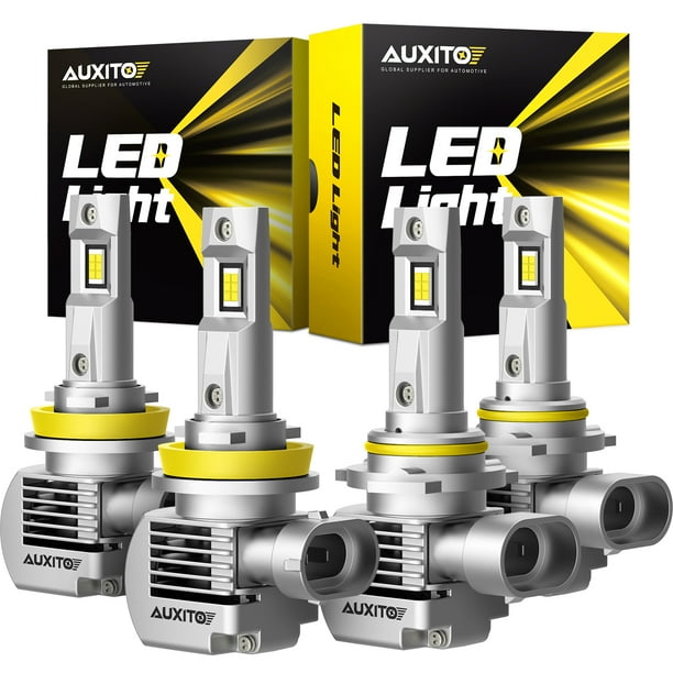 AUXITO Upgraded 9005 H11 LED Headlight Bulbs Combo 6000K White, 100W 20000LM Super Bight, Pack ...
