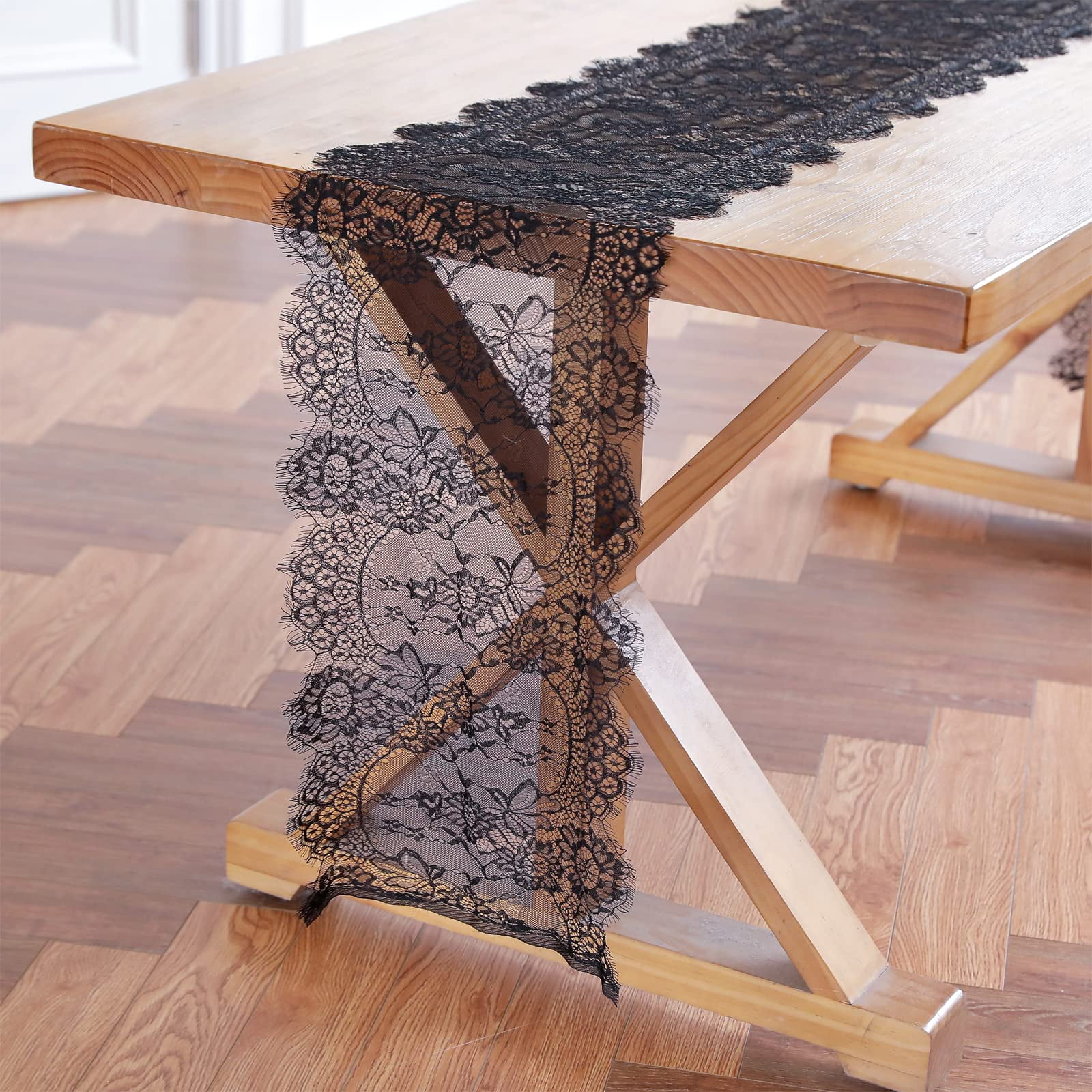10 Pack Lace Table Runners 14 x 120 Inches Long Black Classy Table ...
