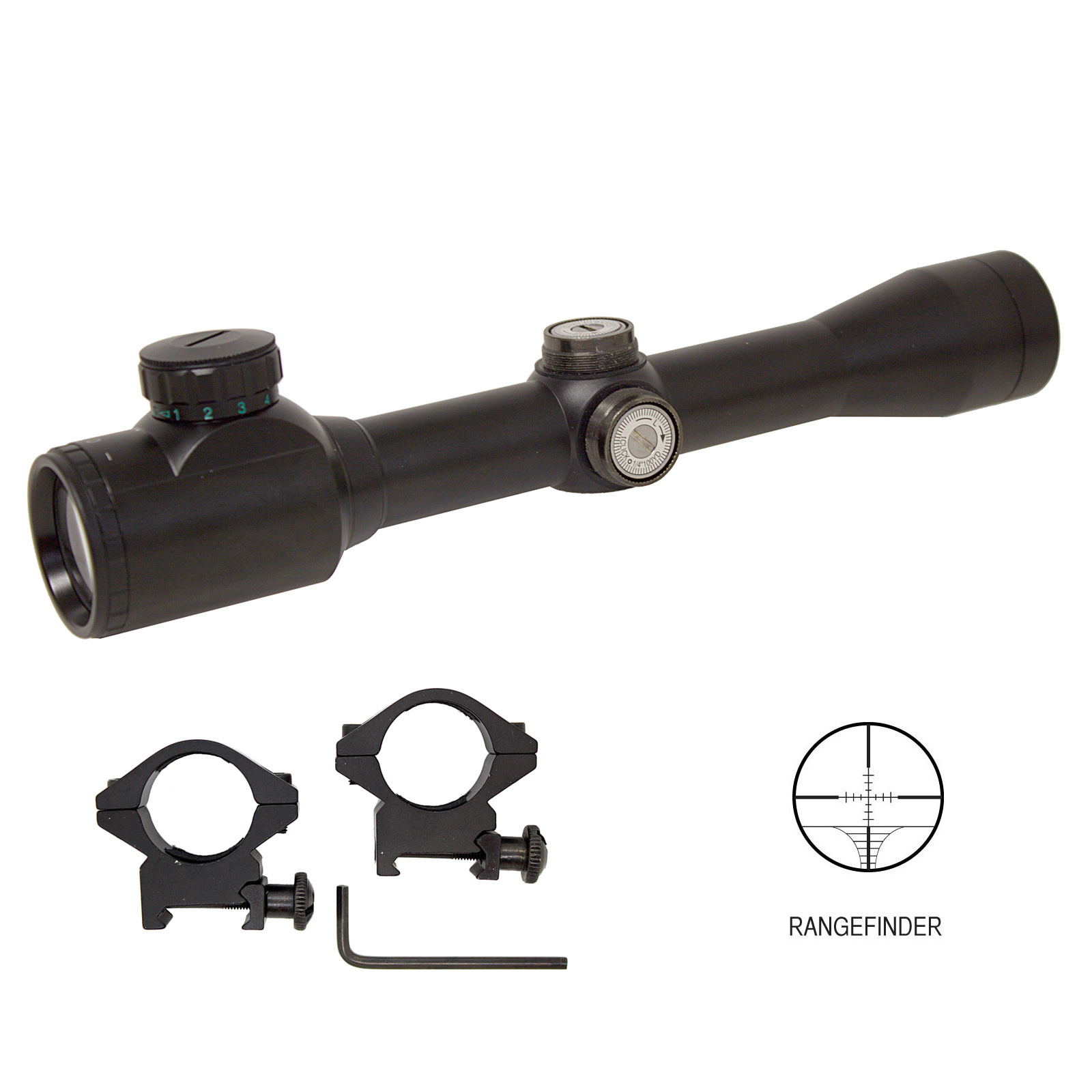 SAS Hunting 4x32 Illuminated Scope With Weaver Rings For Rifle Crossbow