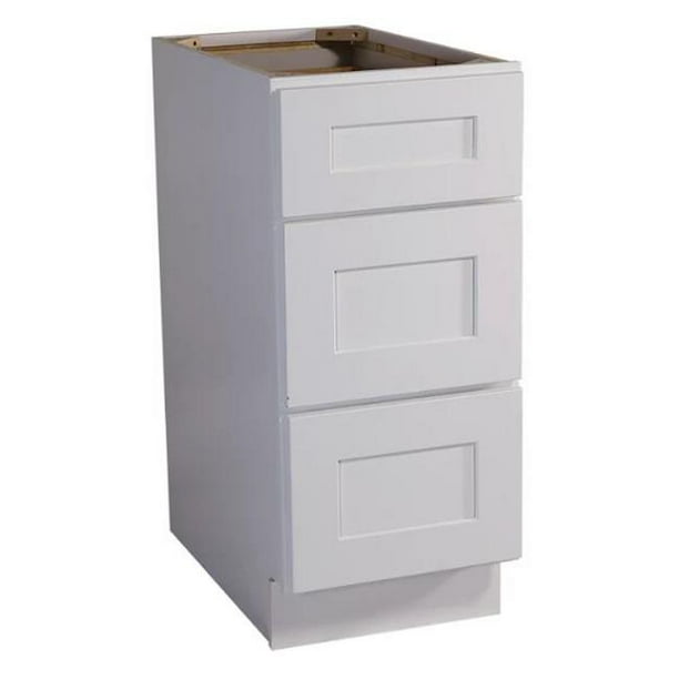 18 in. Fully Assembled Kitchen Drawer Base Cabinet Shaker, White ...
