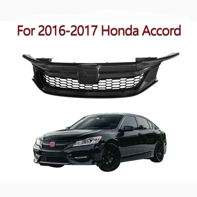 Grille Compatible With 2016 2017 Honda Accord Sedan 4 Door Front Glossy ...
