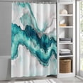 Abstract Blue Marble Texture Shower Curtain Set, Waterproof Shower ...