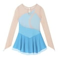 iixpin Girls Kids Rhinestone Mesh Spliced Figure Ice Skating Dress ...