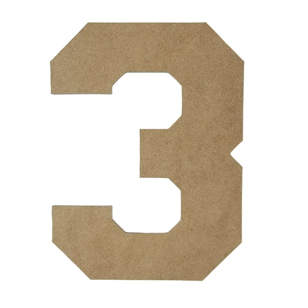 Wooden Number Unfinished, Collegiate Font, Craft Cutout - Walmart.com